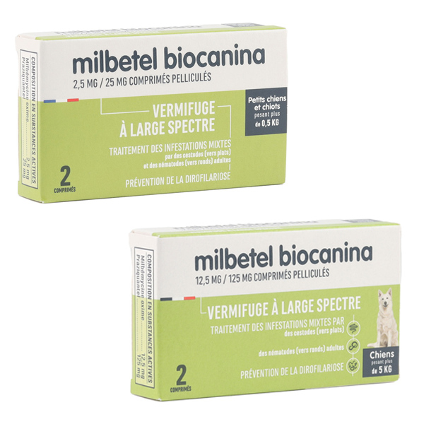 Biocanina Milbetel Chien vermifuge comprimé - Vers ronds et plats